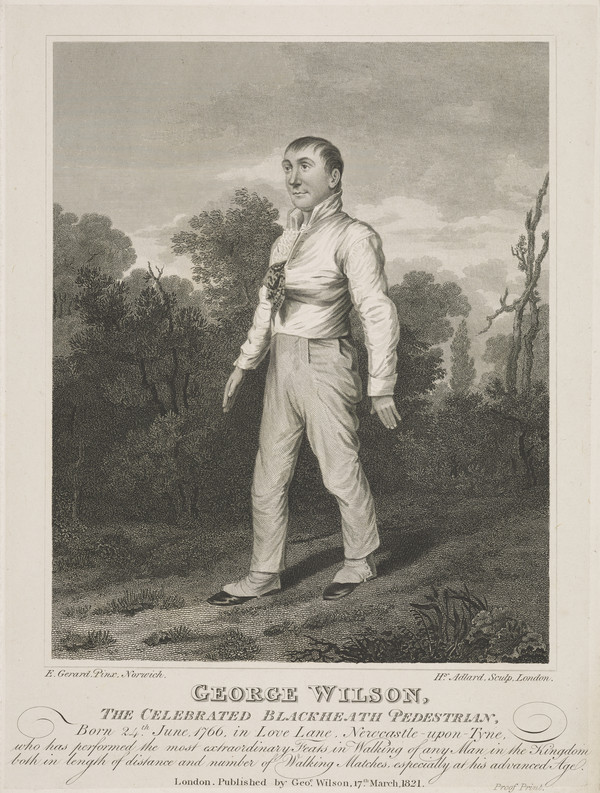 George Wilson, b. 1766. 'the Celebrated Blackheath Pedestrian'. Long ...