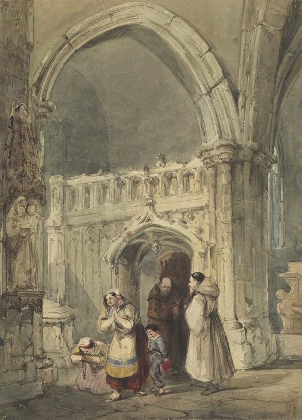 Church Interior with Figures by George Cattermole | National Galleries ...