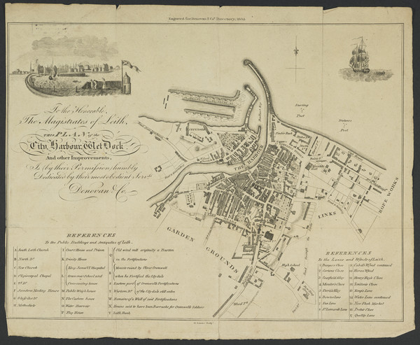 Plan for the Harbour and Wet Dock at Leith, Edinburgh by Daniel Lizars ...