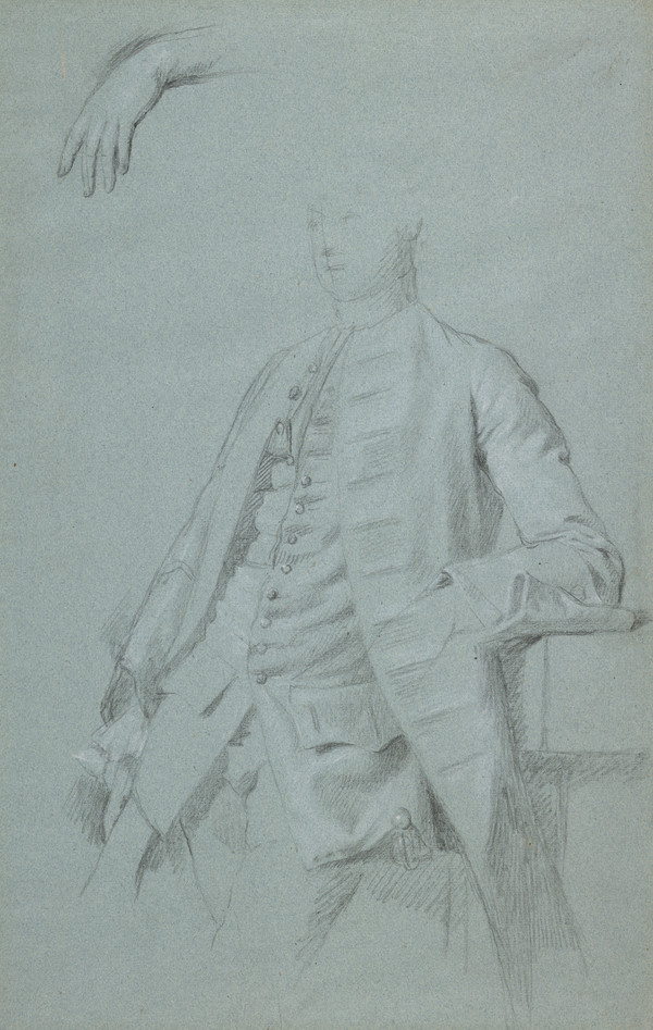 Study of a Man Leaning with Left Arm on a Parapet, and a Sketch of his ...