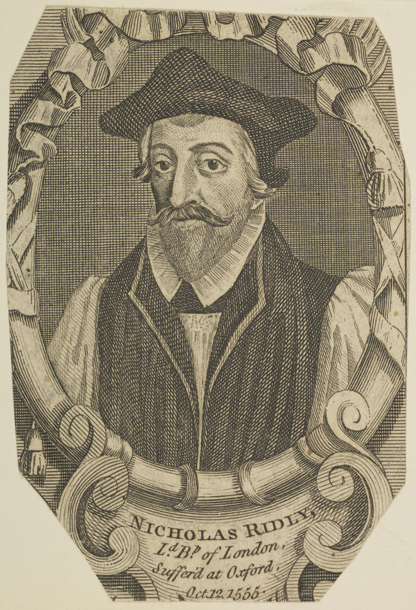 Nicholas Ridley, c 1500 - 1555. Bishop of London; Protestant martyr ...
