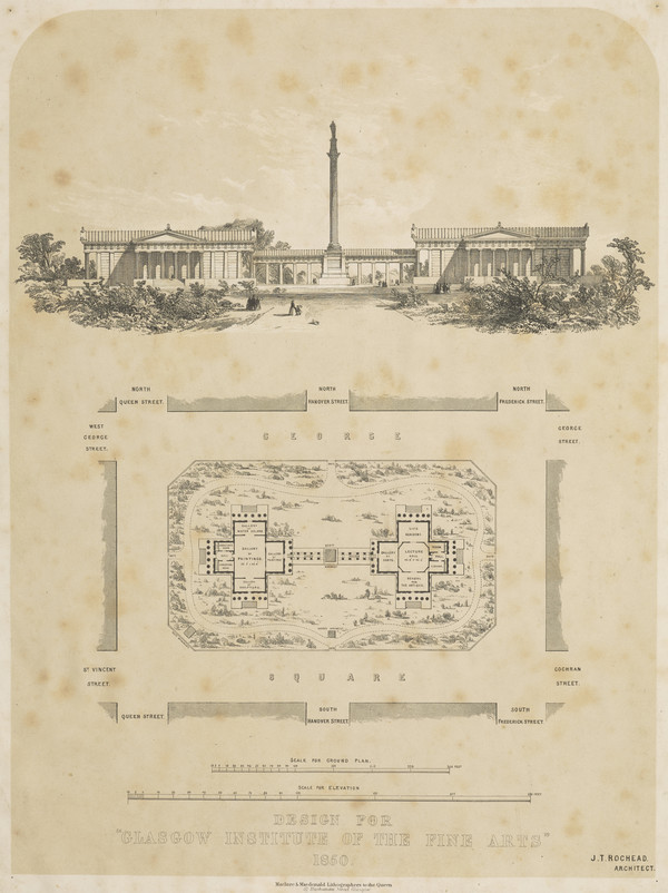 Design for the Glasgow Institute of the Fine Arts 1850 (J.T. Rochead ...