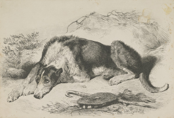 Dog Crouching by a Cap and Crook by Sir Edwin Landseer | National ...