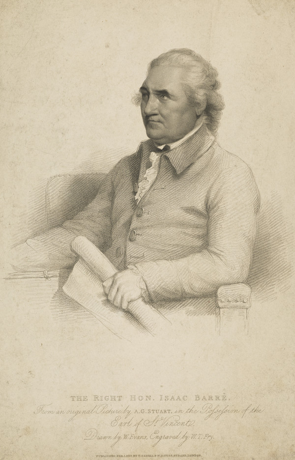 The Right Honourable Colonel Isaac Barre, 1726 - 1802. Member of ...