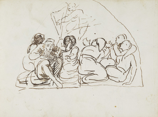 Composition Showing Figures Hearing an Angel Playing a Harp by ...