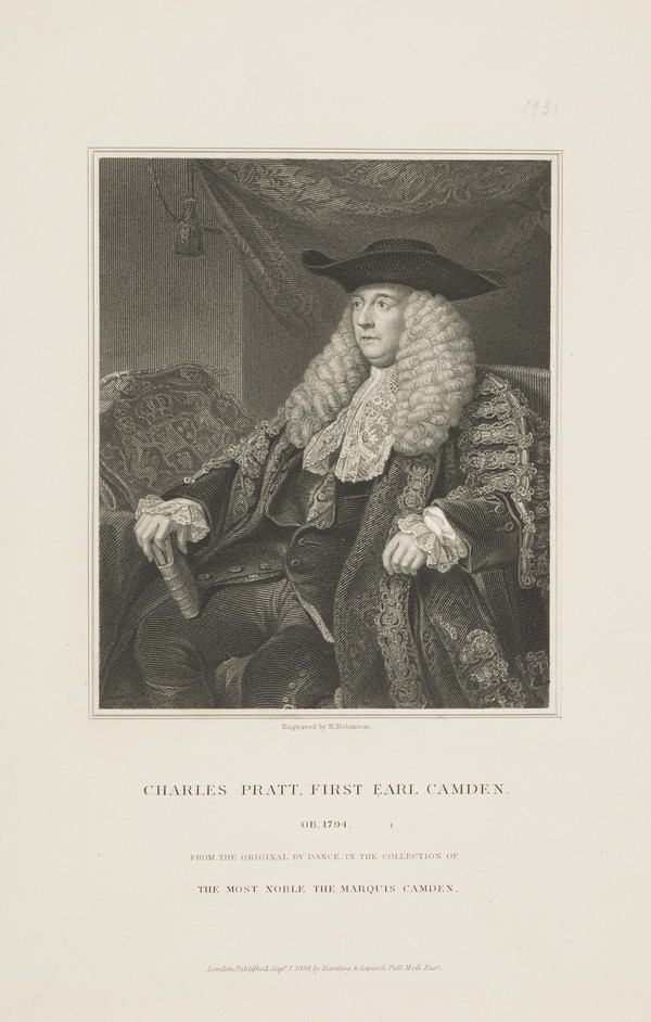 Charles Pratt, 1st Earl of Camden, 1714 - 1794. Lord Chancellor by John ...