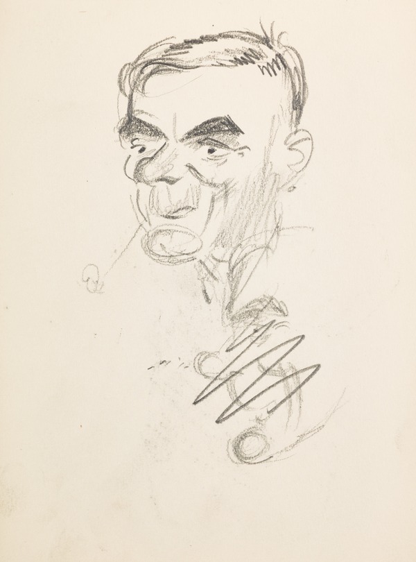 Two sketches of a man's head, one scored out by Emilio Coia | National ...