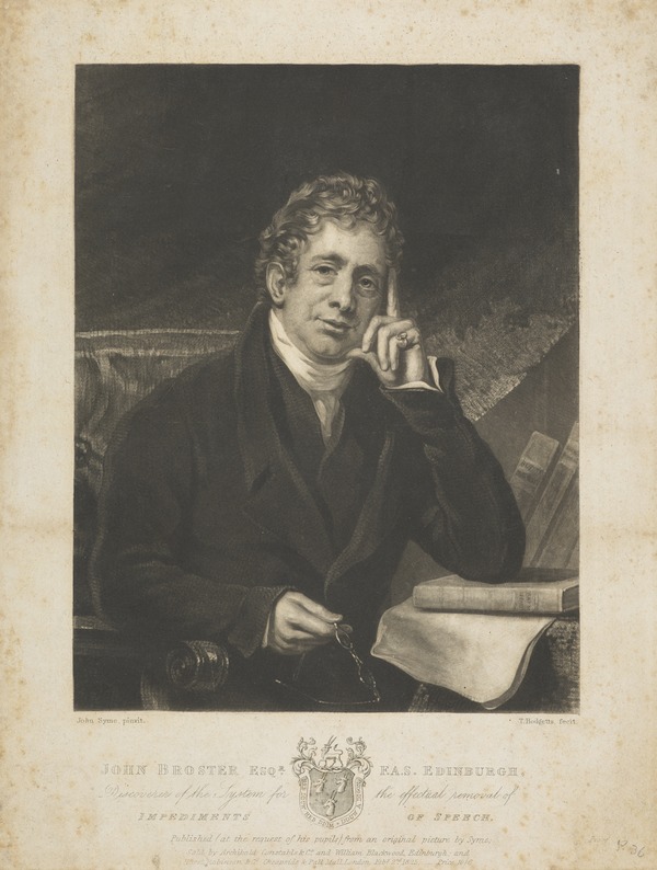 John Broster, 1769 - 1852. Inventor of system for removal of impediment ...