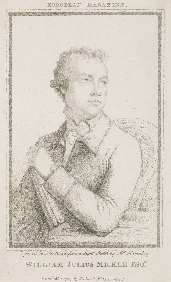 William Julius Mickle (Meikle), 1735 - 1788. Poet by Charles Bestland ...