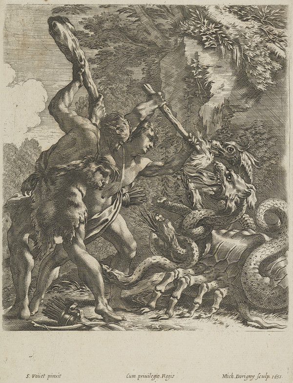 Hercules fighting the Lernaean Hydra by Michel Dorigny | National ...