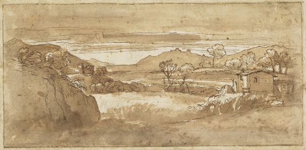 Landscape with a Farmhouse by a Pond by Giovanni Francesco Grimaldi ...