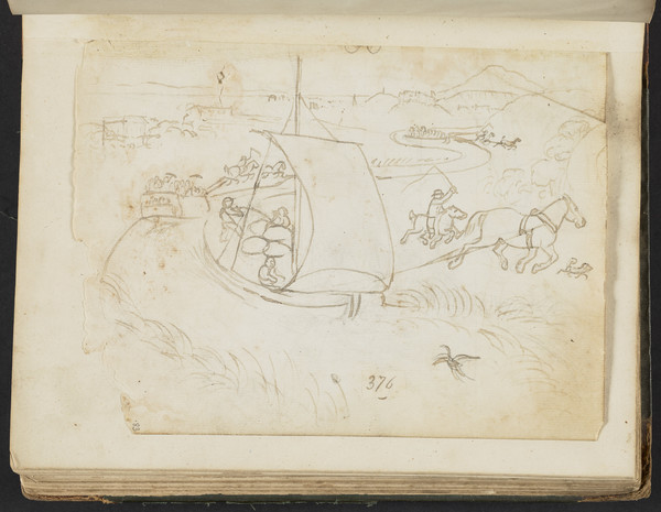 Boats on the river, pulled by horses by James Howe | National Galleries ...