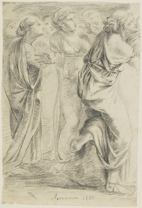 Group of Standing Female Figures Expressing Alarm by Alexander Runciman ...