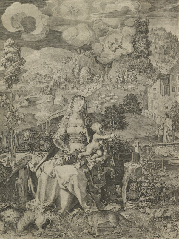 Copy by Sadeler from a drawing by Durer in the Albertina (Madonna in an ...