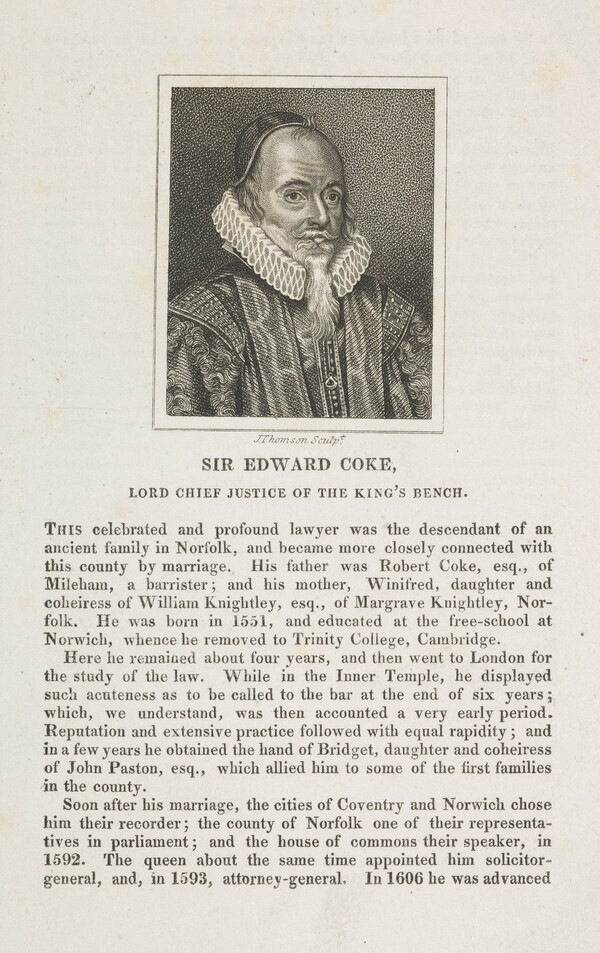 Sir Edward Coke, 1552 - 1634. Lord Chief Justice of England by J ...
