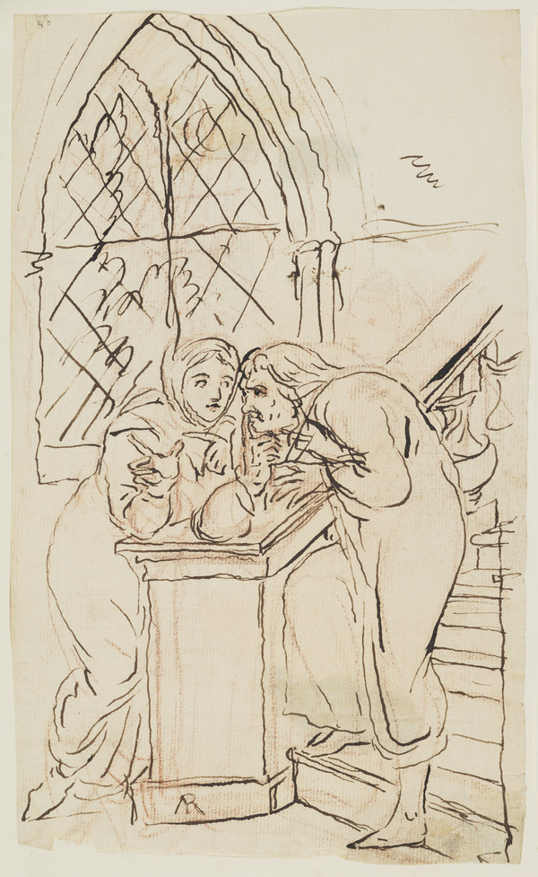 Two Figures Whispering on a Gothic Staircase by Alexander Runciman ...