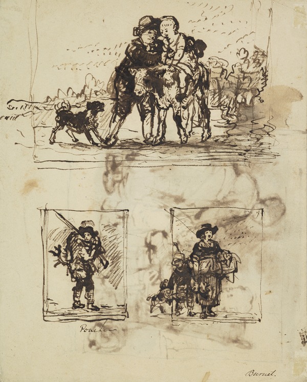 Three Studies. A Child Seated on a Calf; A Poacher; A Woman with a ...