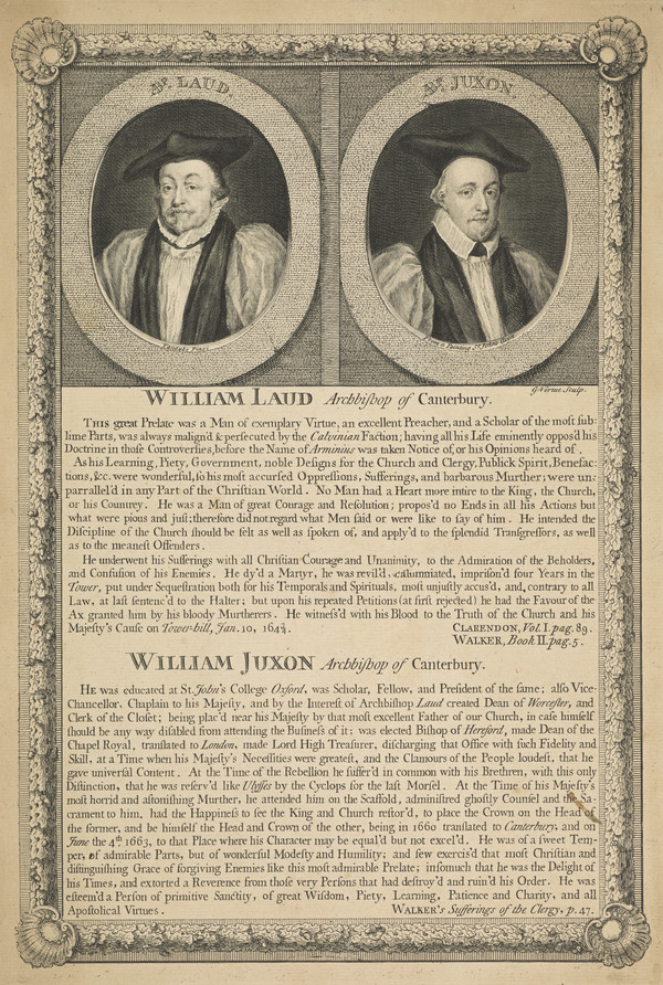 William Juxon, 1582 - 1663. Archbishop of Canterbury by George Vertue ...