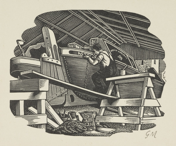 Painting the Boat (for 'British Waterways') by George Mackley ...