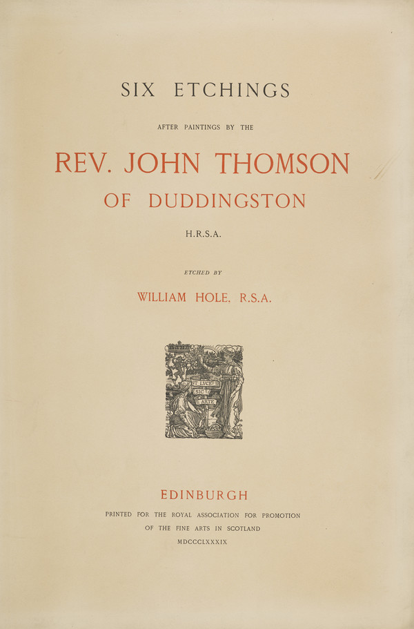 Title page for 'Six Etchings after Paintings by the Reverend John ...