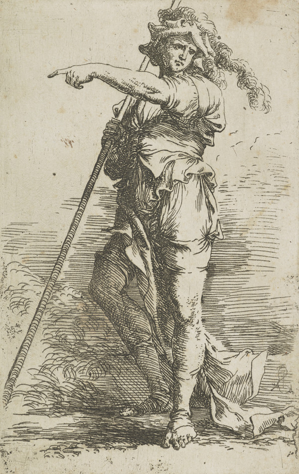 Figures' Series: Standing soldier with staff, pointing by Salvator Rosa ...