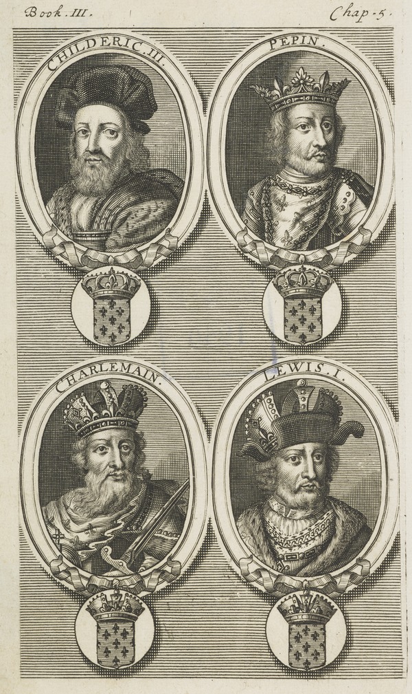 Frankish monarchs (Childeric III, Pepin, Charlemain (Charlemagne) and ...