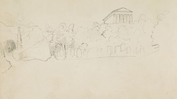 Study of a Neoclassical Building overlooking a Cemetery by John ...