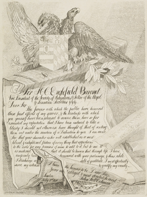 Dedication to Baronet Englefield - from the series 'Etchings' by John ...
