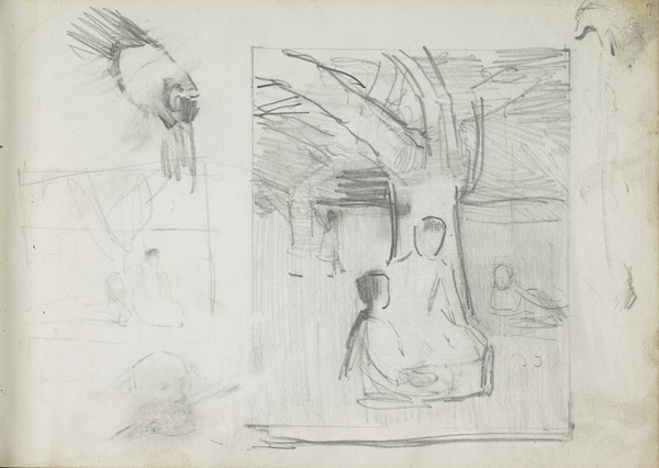 Study of a Hand; Composition Sketches for 'Field Workers Sheltering ...