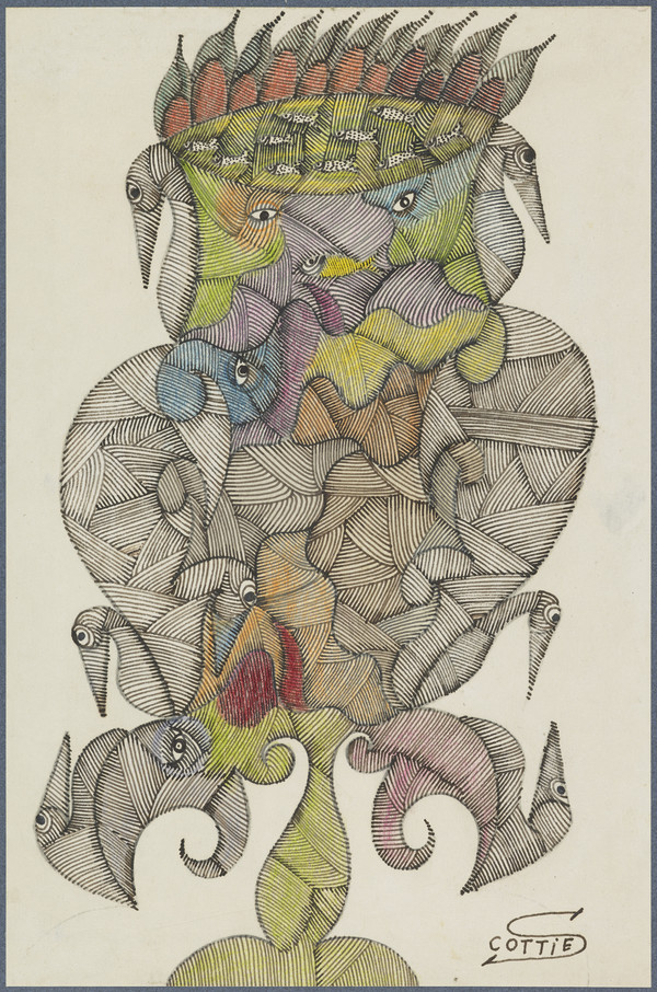 Grotesque Design with Birds and Fish by Scottie Wilson | National ...
