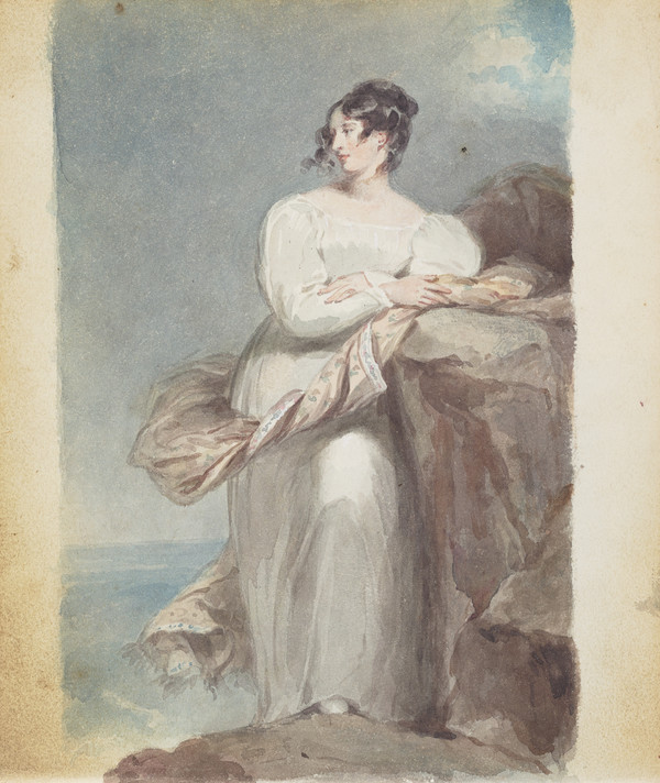 Portrait on a Lady leaning on a Pillar by Kenneth MacLeay | National ...