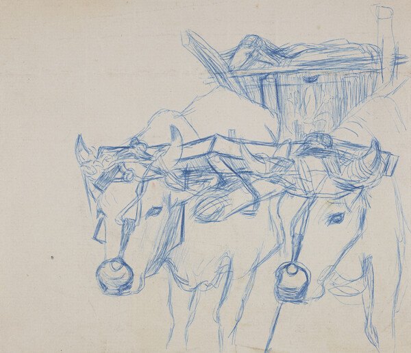 Two Oxen Harnessed to a Farm Cart by Joan Eardley | National Galleries of Scotland