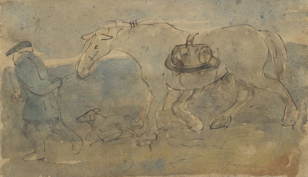 A Man Leading a Horse [Verso: Interior of a Smithy] by James Howe ...