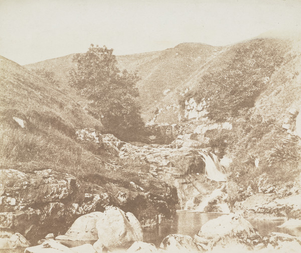 Hills and waterfall, 'The Gogarburn' by John Muir Wood | National ...