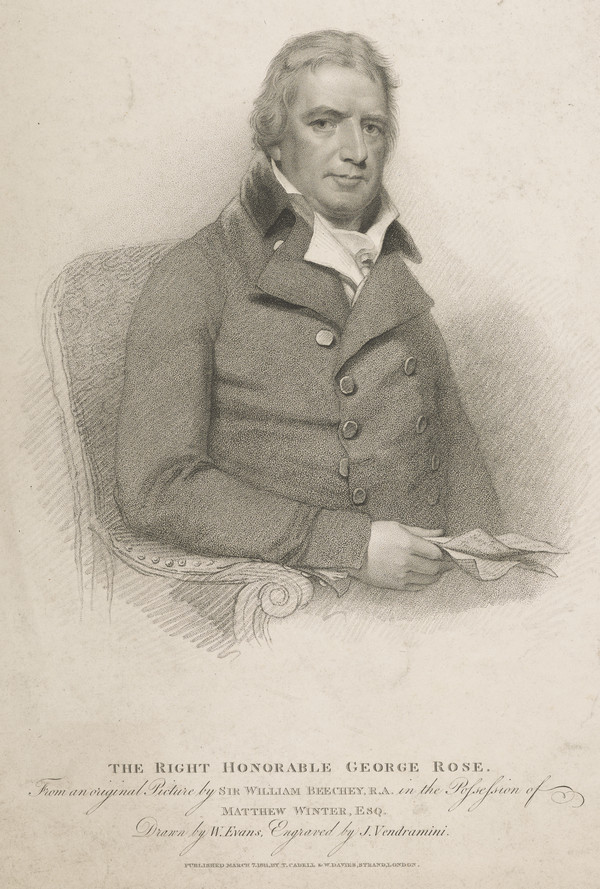 Right Honourable George Rose, 1744 - 1818. Statesman and writer by ...