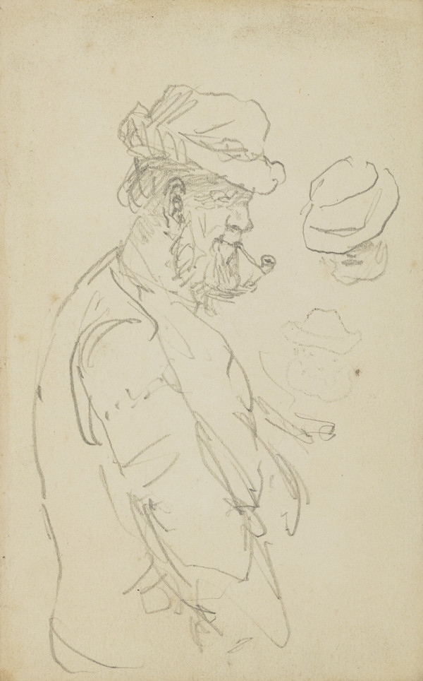 Man Smoking a Pipe and a Sketch of Two Heads by Samuel Bough | National ...