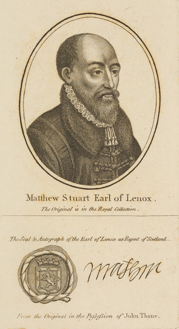 Matthew Stuart, 4th Earl of Lennox, 1516 - 1571. Father of Lord Darnley ...
