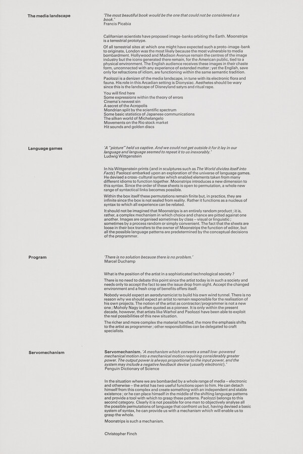 Introductory text by Christopher Finch (from 'Moonstrips Empire News ...