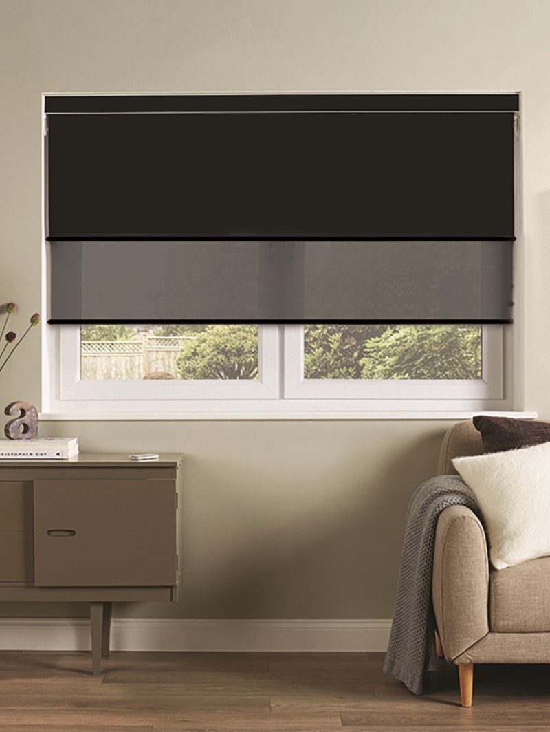 Black And Black 3 Sunscreen Electric Double Roller Blind Black And Black 3 Sunscreen Electric Double Roller Blind