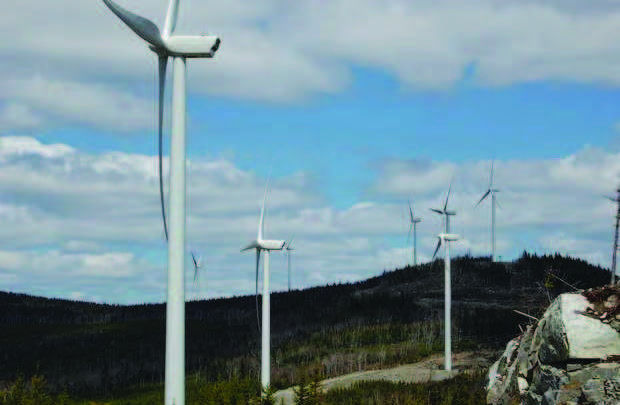 Some of the 44 wind turbines in the Kibby Wind Power Project in ...
