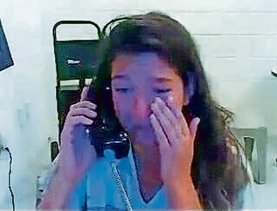 Jamie Komoroski speaks during a video conference call from the ...