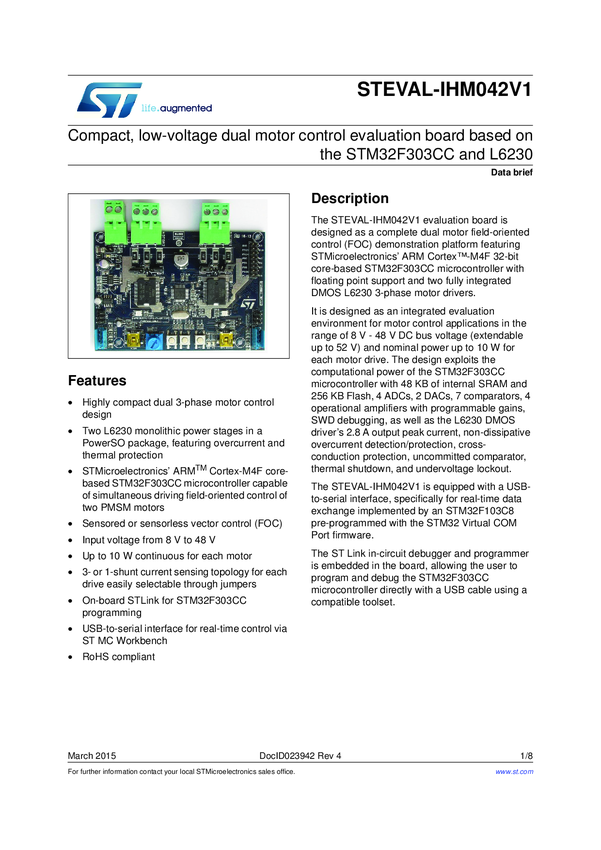 Compact Low Voltage Dual Motor Control Evaluation Board Based On The