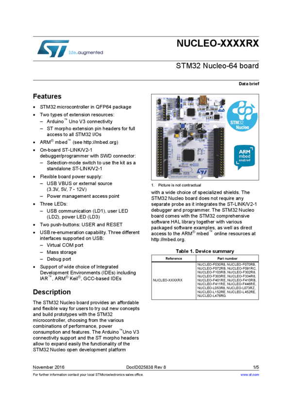 Stm32 Nucleo 64 Development Board With Stm32f303re Mcu Supports Arduino An Nucleo F303re
