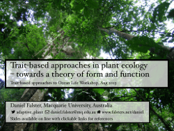 Trait-based approaches in plant ecology - towards a theory of form and ...