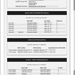 A screen capture of the ‘ORF Overview Page’ for the gene