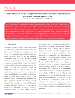 Federated Research Profile Management for Researcher in India: Indian ...