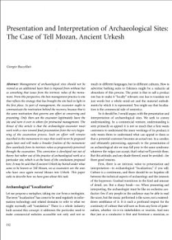 Presentation and Interpretation of Archaeological Sites: The Case of ...