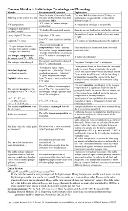 Common Mistakes in Stable Isotope Terminology and Phraseology