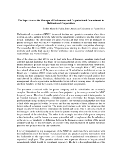 The Supervisor as the Manager of Performance and Organizational ...