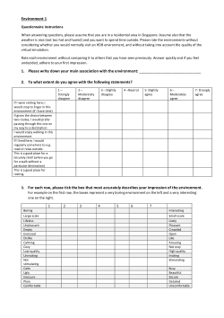 Environment questionnaire